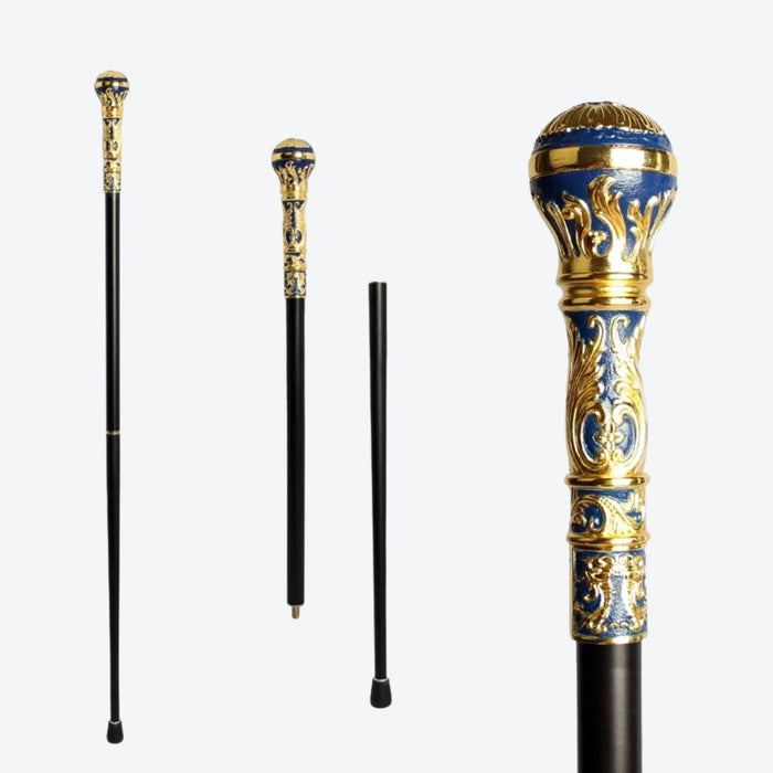 Bengala de Luxo Elegante Bastão Real Azul/Dourado